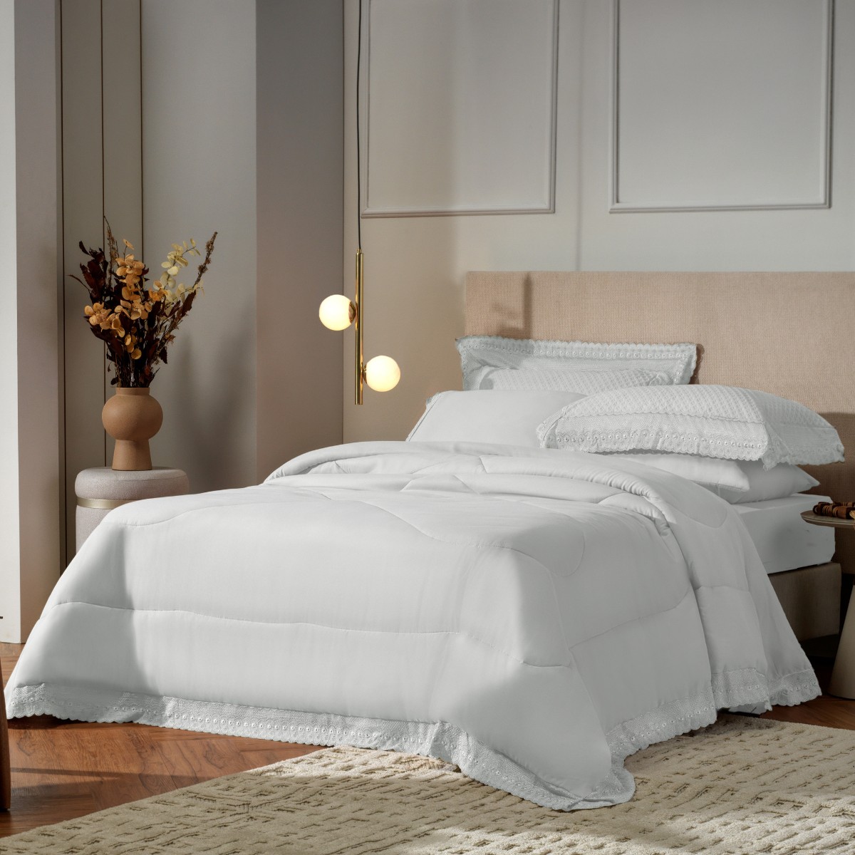 Edredom Queen Bordare Premium Appel Home - Branco