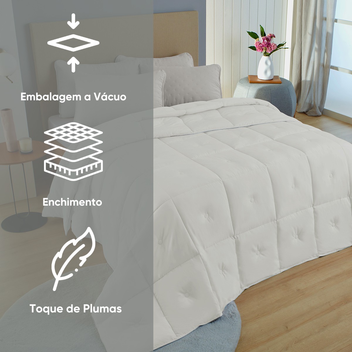Edredom Queen Toque de Plumas Diamond Plus Appel Home - Branco