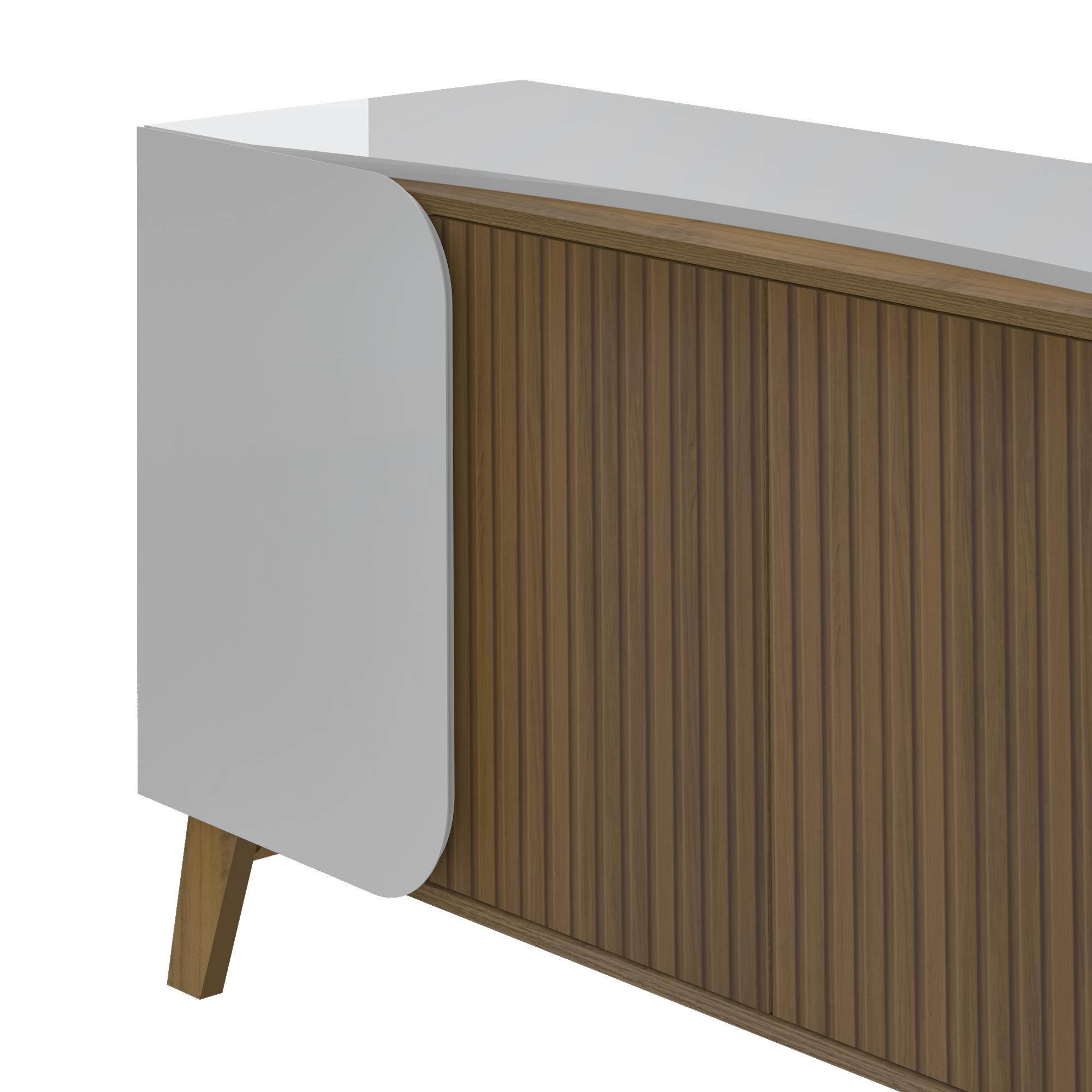 Balcão Buffet Elegance - Artely - Off White/Pinho Ripado | MADERCE