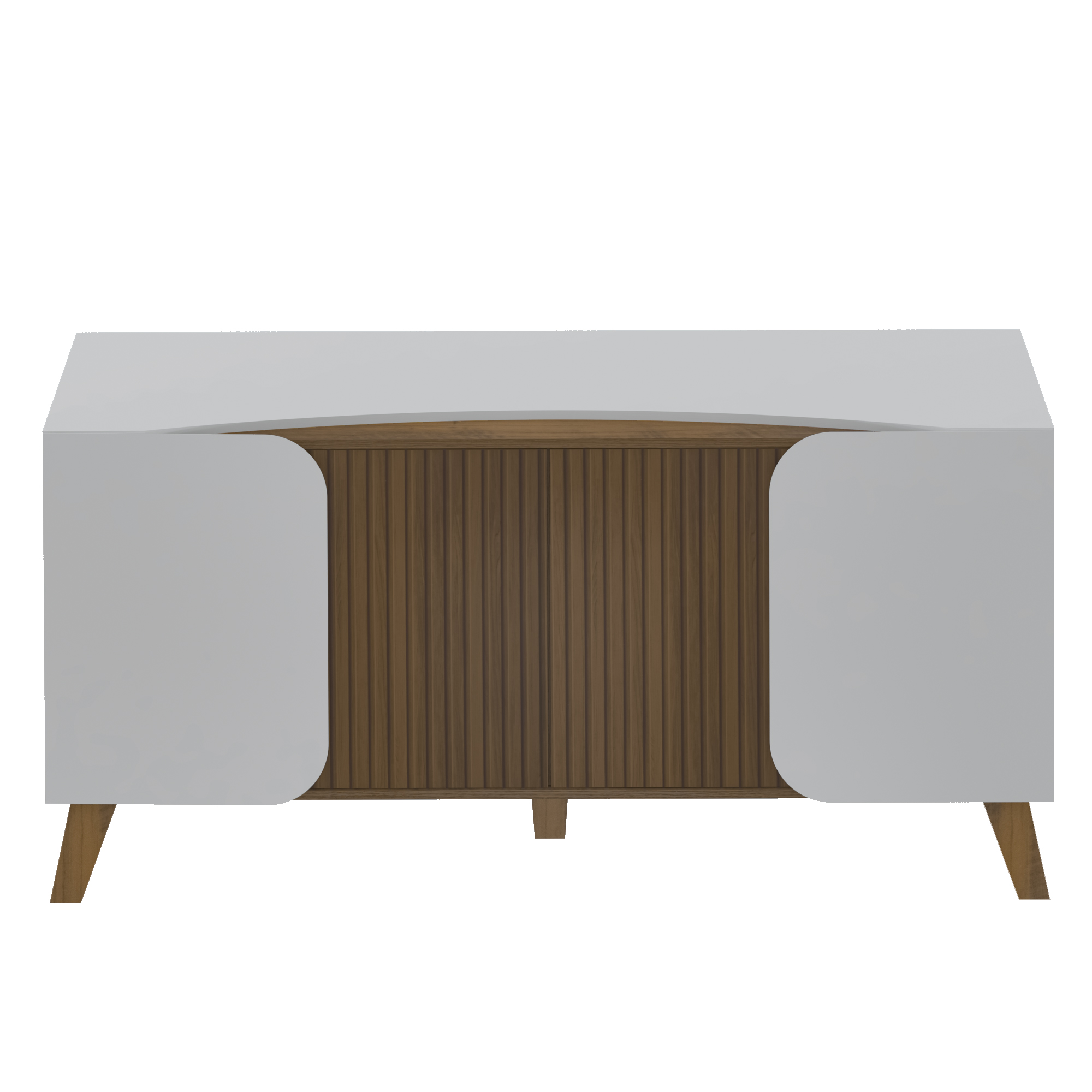 Balcão Buffet Elegance - Artely - Off White/Pinho Ripado | MADERCE