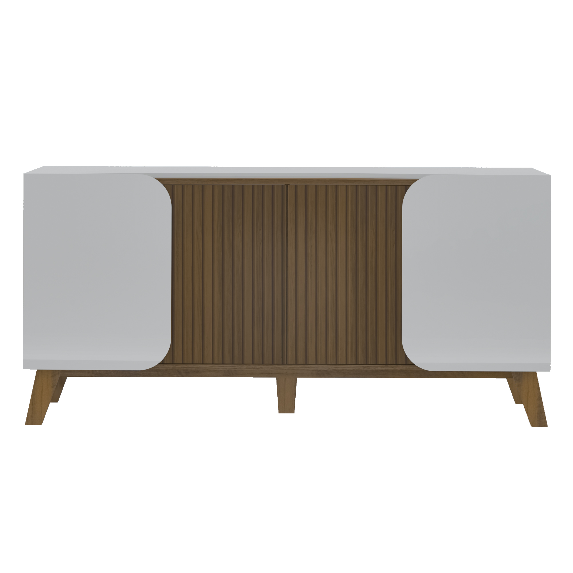 Balcão Buffet Elegance - Artely - Off White/Pinho Ripado | MADERCE