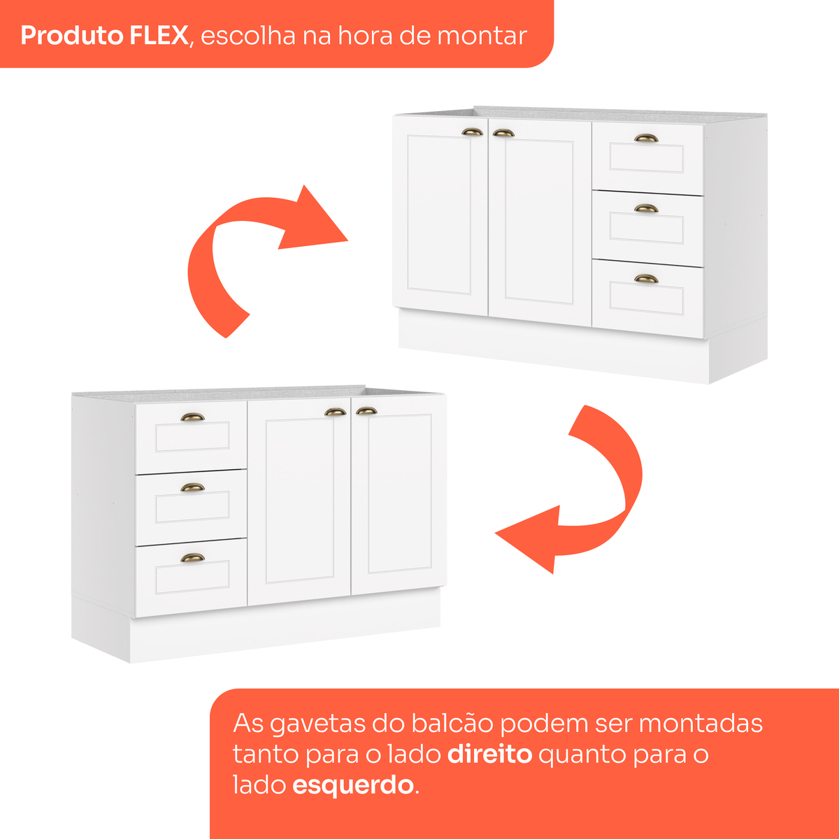 Balcão De Pia Modulado Americano Sem Tampo - Branco | MADERCE